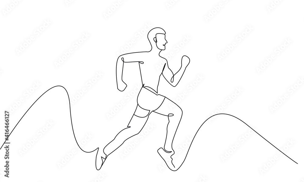 Continuous Line Drawing of Runner, Sport Minimalist Concept, Man ...