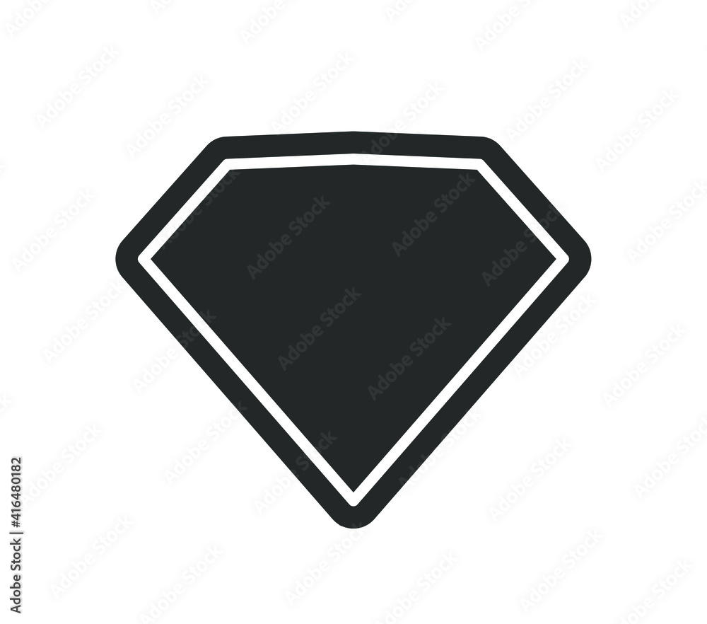 Cartoon flat style diamond icon outline shape. Gem jewel logo symbol ...