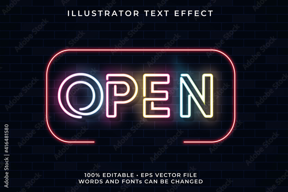 neon text effect illustrator Stock Vector | Adobe Stock