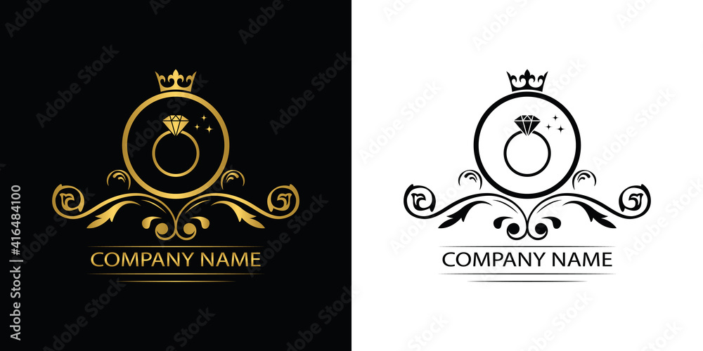 jewelry logo template luxury royal vector ring company decorative ...