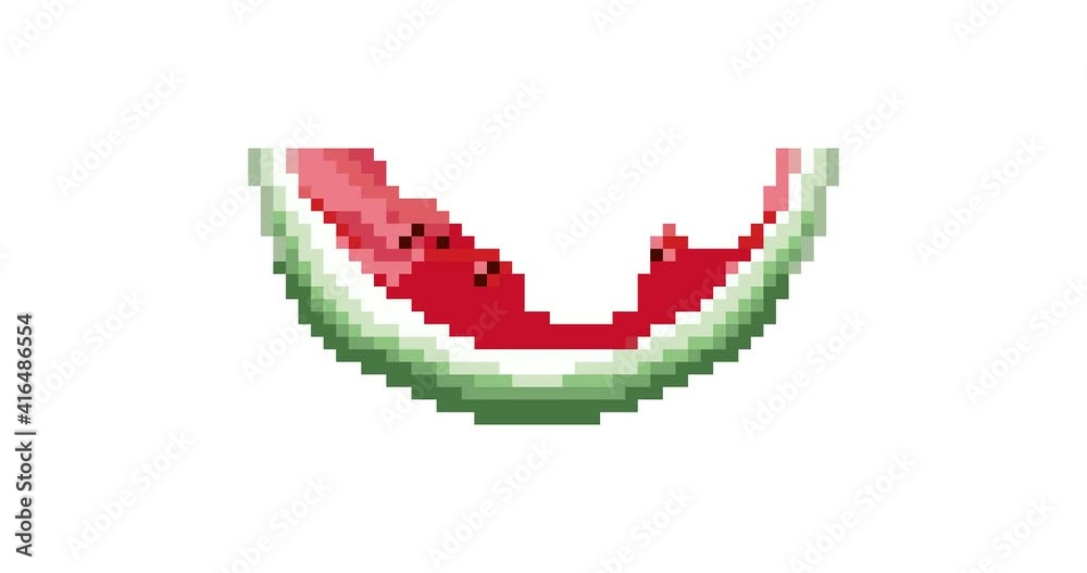 Watermelon. Bites. Pixel art 8 bit Loop Animation vídeo do Stock ...