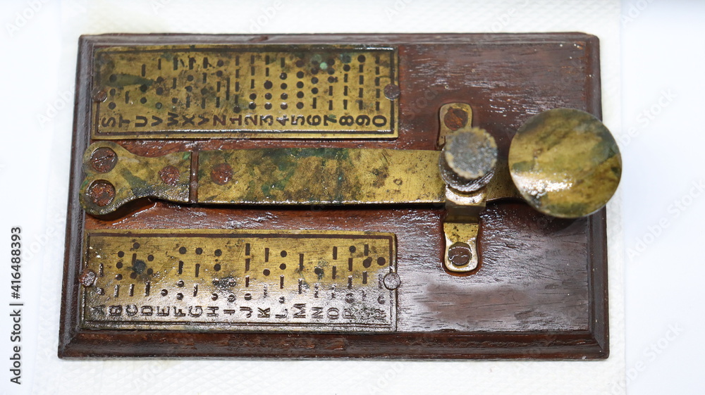 Stockfoto A brass telegram used for communications during second world ...