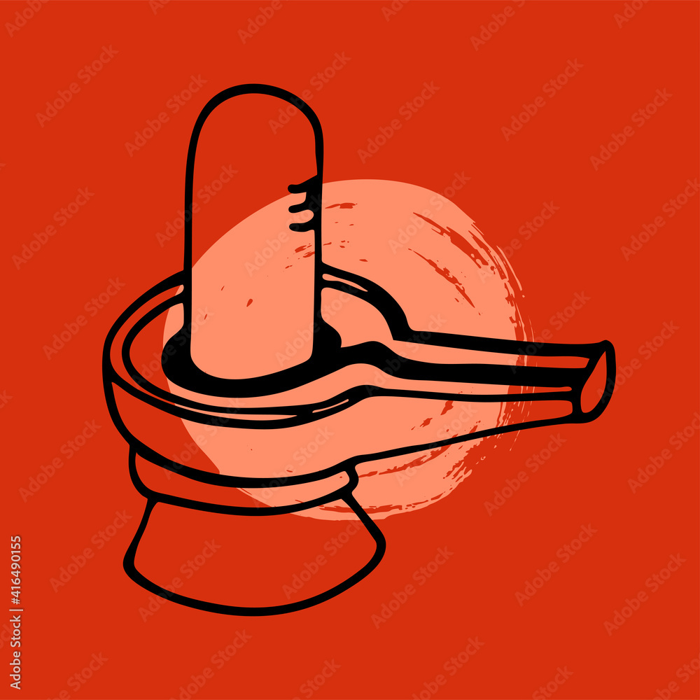 Shivalingam on an orange background. Lingam, an abstract image of Shiva ...