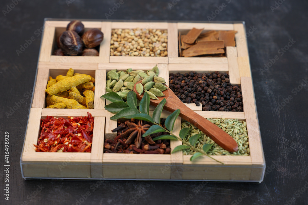 Indian spices for Indian cooking Masala hot spicy curry whole spices ...