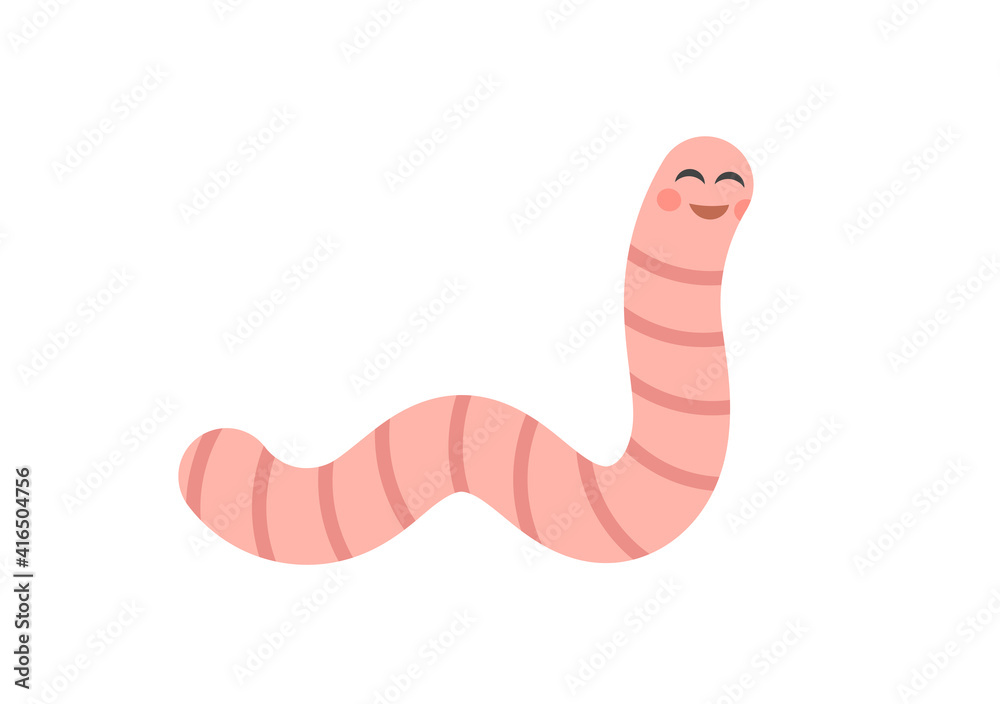 Cute pink earthworm illustration. Worm vector icon. Stock Vector ...