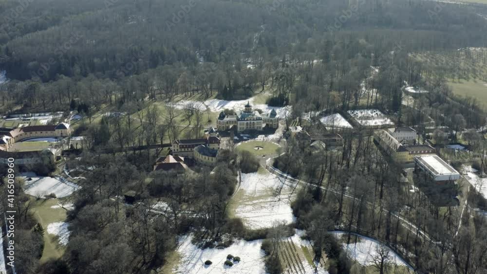 Drone Aerial footage of Weimar on a sunny spring day. Weimer is city in ...