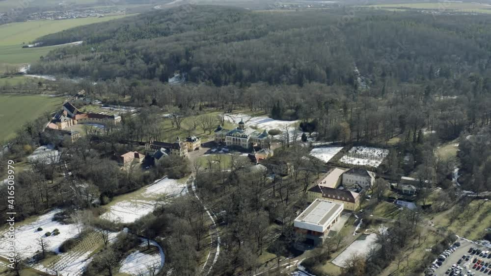 Drone Aerial footage of Weimar on a sunny spring day. Weimer is city in ...