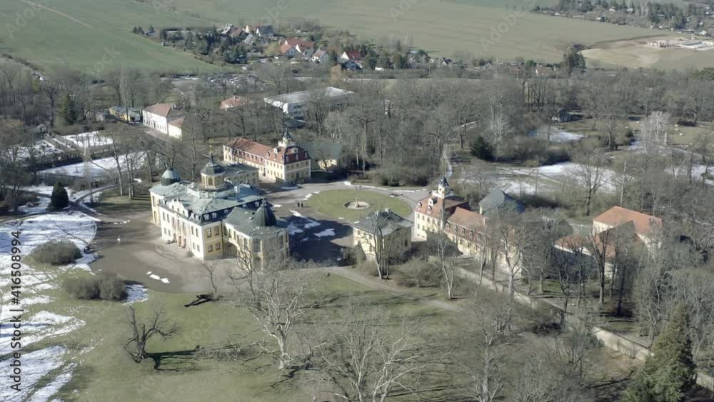 Drone Aerial footage of Weimar on a sunny spring day. Weimer is city in ...