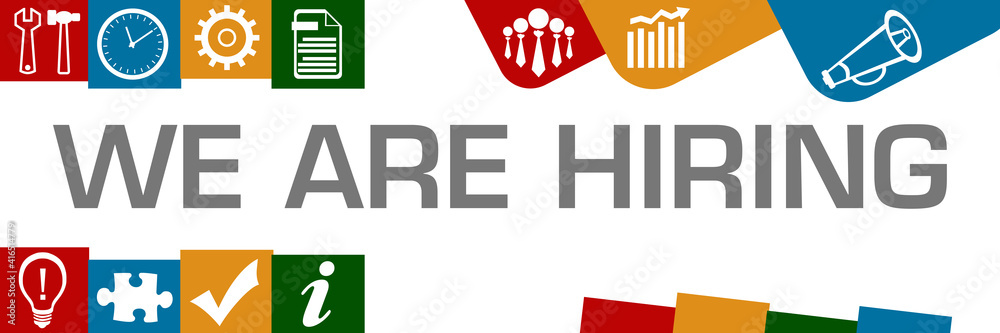 We Are Hiring Colorful Various Shapes Business Symbols Up Down ...