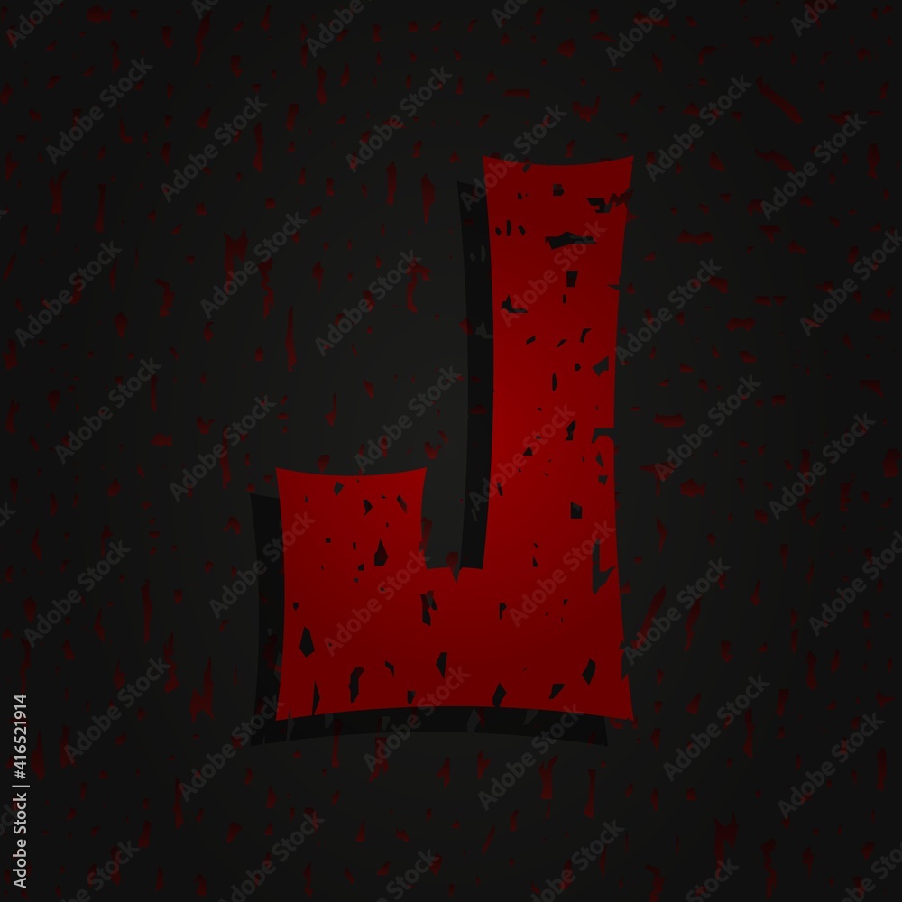 J vector horror, scary letter. Insane fear brutal font on bloody ...