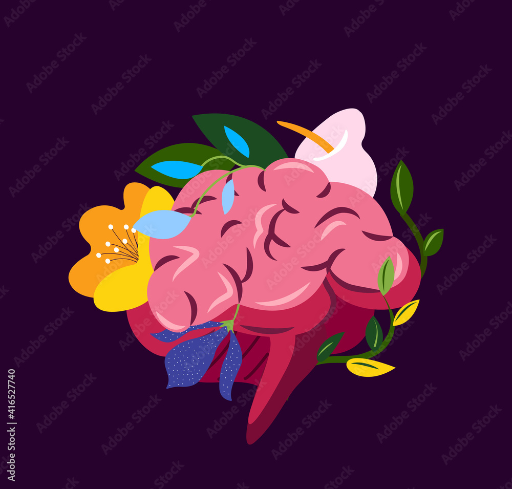 Beautiful Flowered Brain System,Cerebrum Structure.Flower Anatomy ...