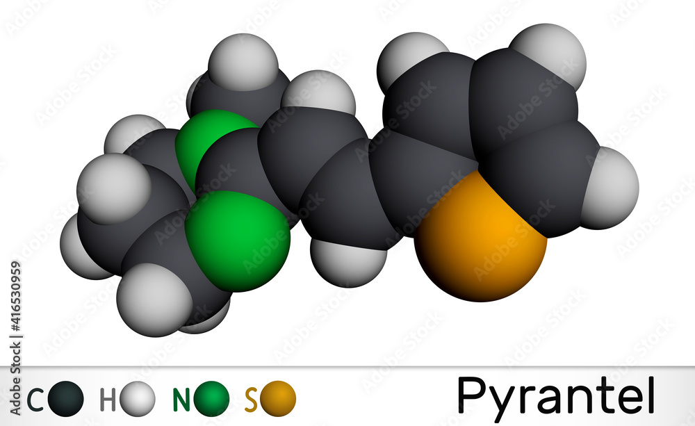 Pyrantel molecule. It is pyrimidine derivative anthelmintic ...