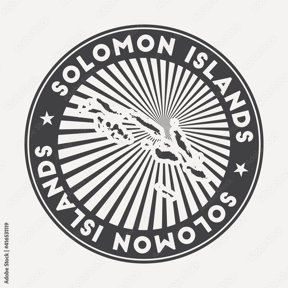 Solomon Islands round logo. Vintage travel badge with the circular name ...