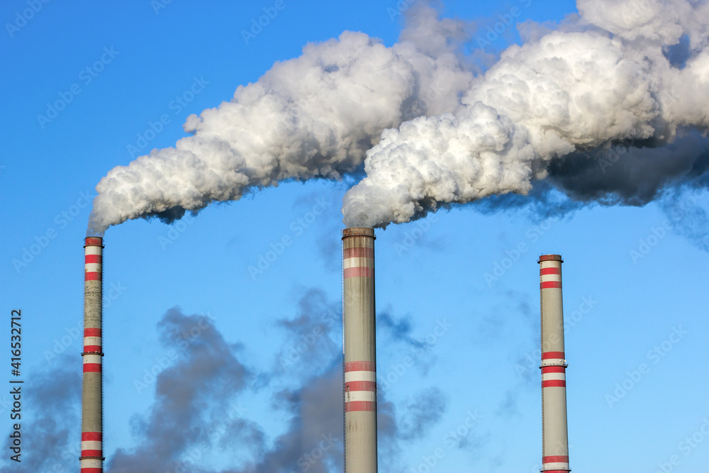 Air pollution from a coal power plant Stock Photo | Adobe Stock