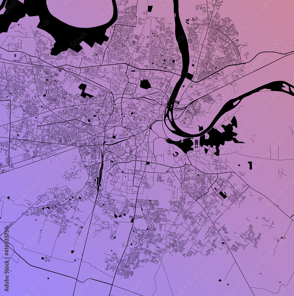 Agra, Uttar Pradesh, India (IND) - Urban vector city map with parks ...