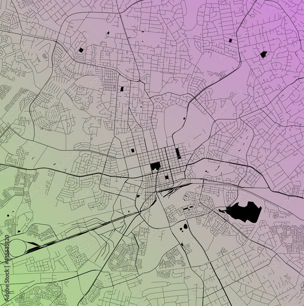 Harare, Zimbabwe (ZWE) - Urban vector city map with parks, rail and ...