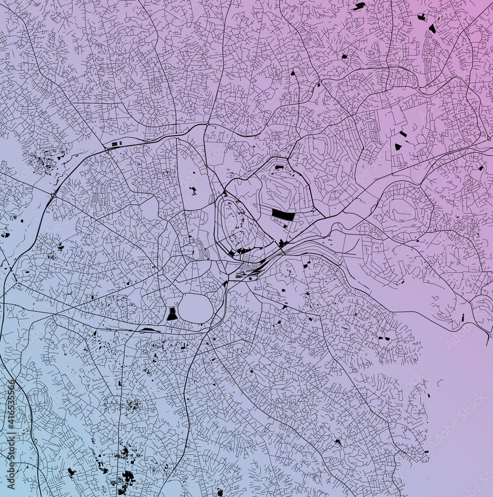 Kampala, Uganda (UGA) - Urban vector city map with parks, rail and ...