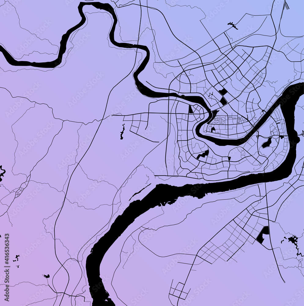 Luzhou, Sichuan, China (CHN) - Urban vector city map with parks, rail ...
