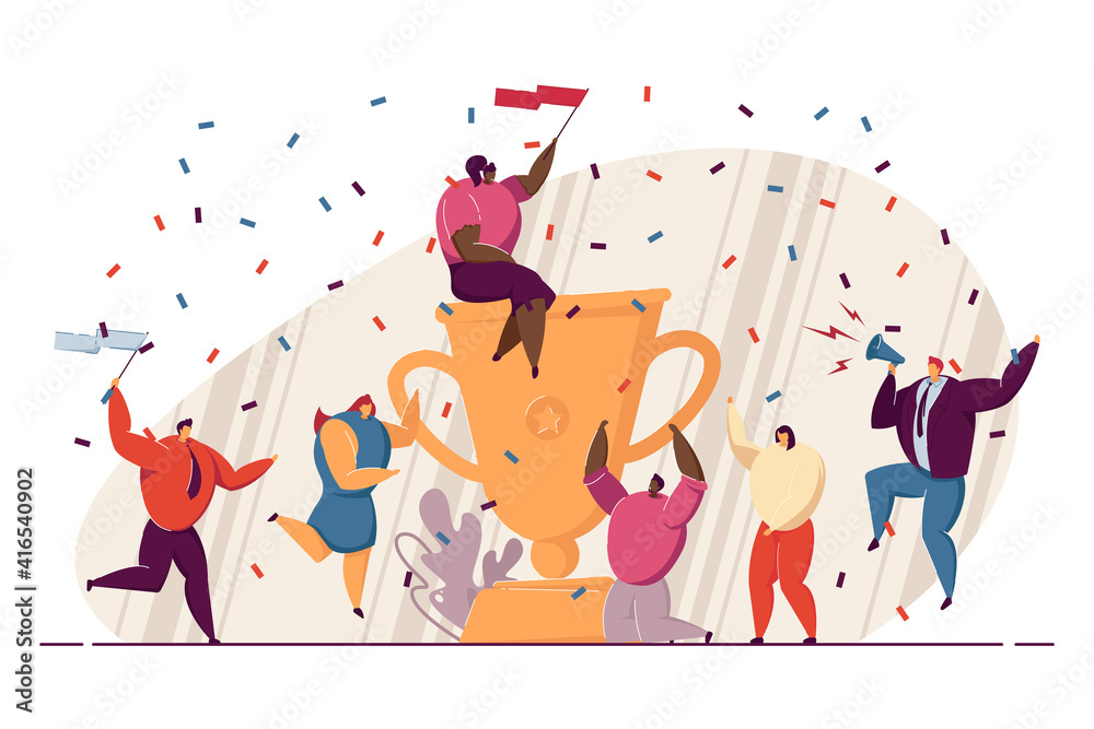 Business team giving winning party, celebrating success, getting reward ...