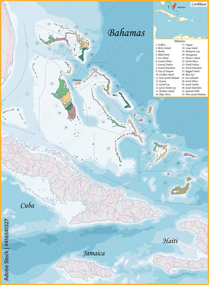 The Bahamas map was drawn with high detail and accuracy Stock Vector ...