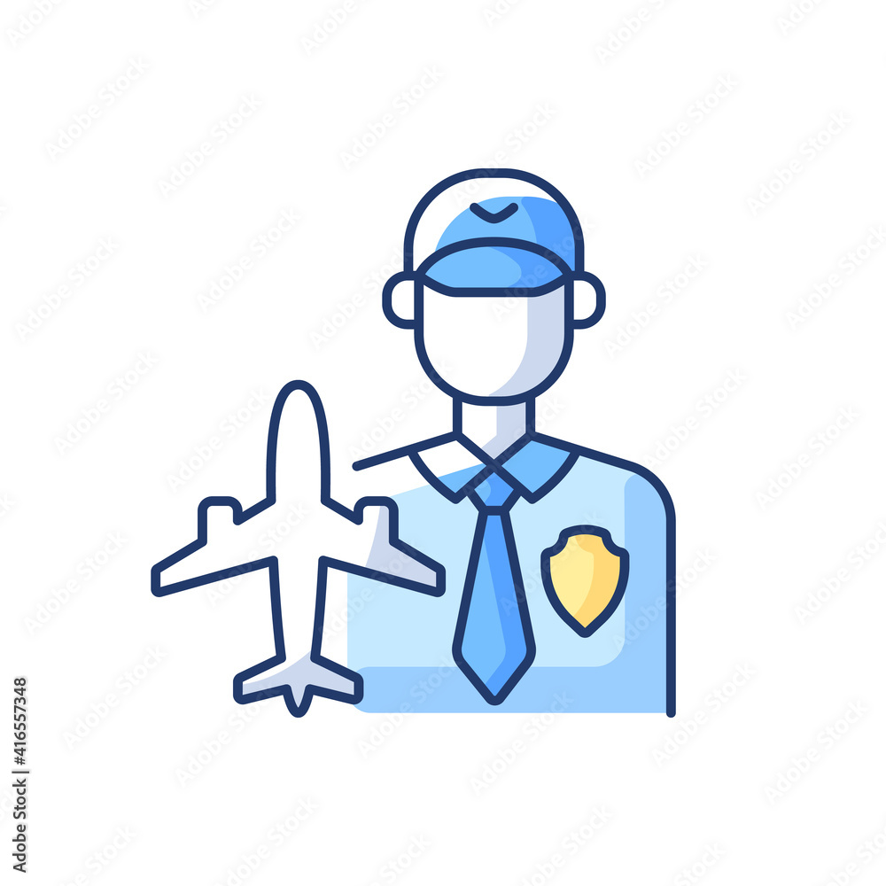 Aviation security RGB color icon. Airport security control system ...