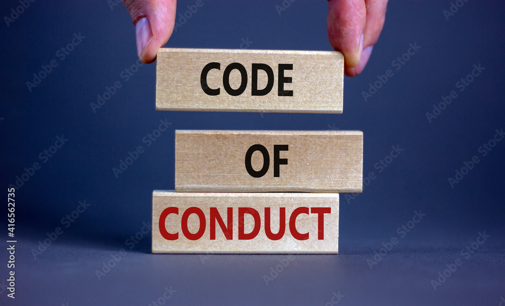Code of conduct symbol. Concept words 'Code of conduct' on wooden ...