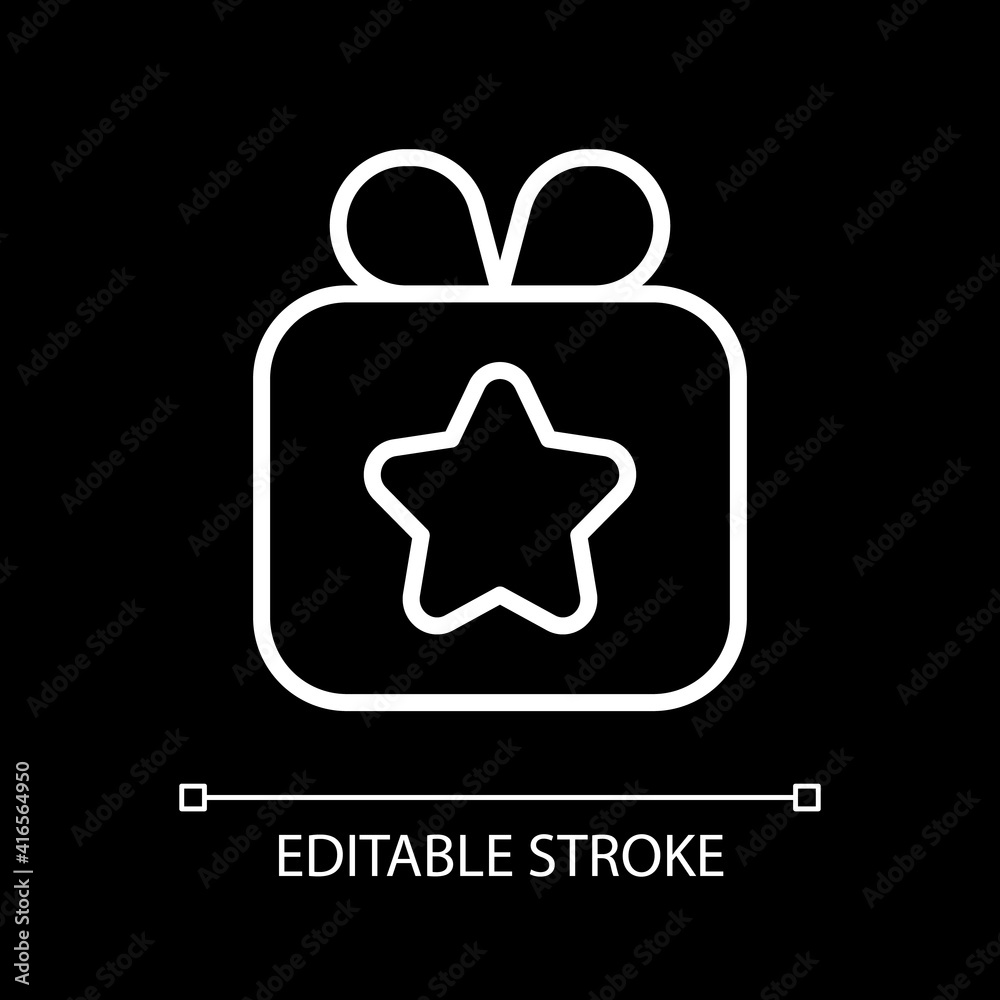 Gift white linear icon for dark theme. Sending presents. Promotional ...