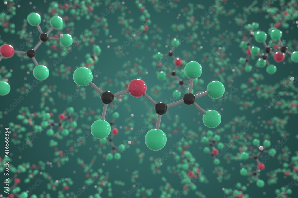 Molecule of Isoflurane. Molecular model, science related 3d rendering ... Molecule of Isoflurane. Molecular model, science related 3d rendering ...