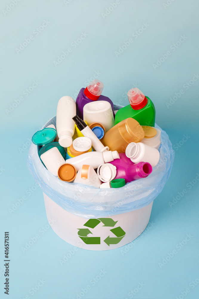 separate collection of sorted HDPE bottles from cosmetics and ...