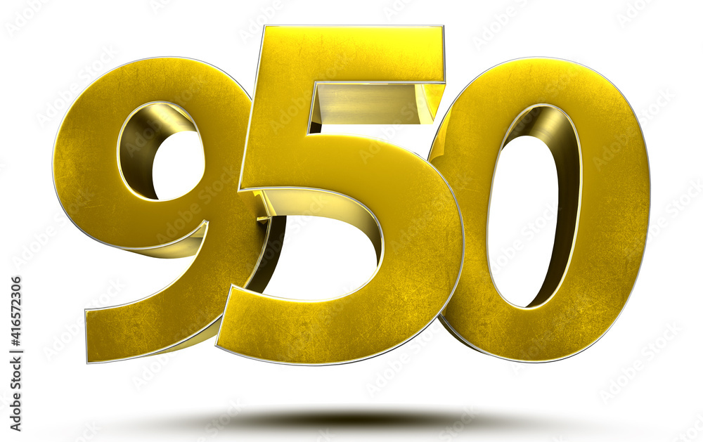 Gold 3d number 950 on white background.With clipping path. Stock ...