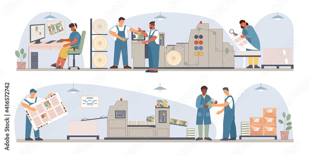 Print Book Publishing House Flat Composition Set Stock Vector | Adobe Stock