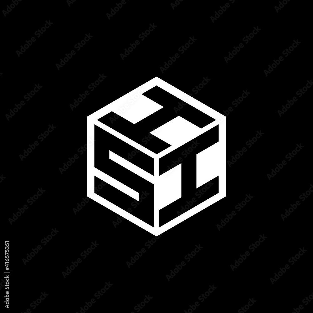 Vettoriale Stock SIH letter logo design with black background in ...