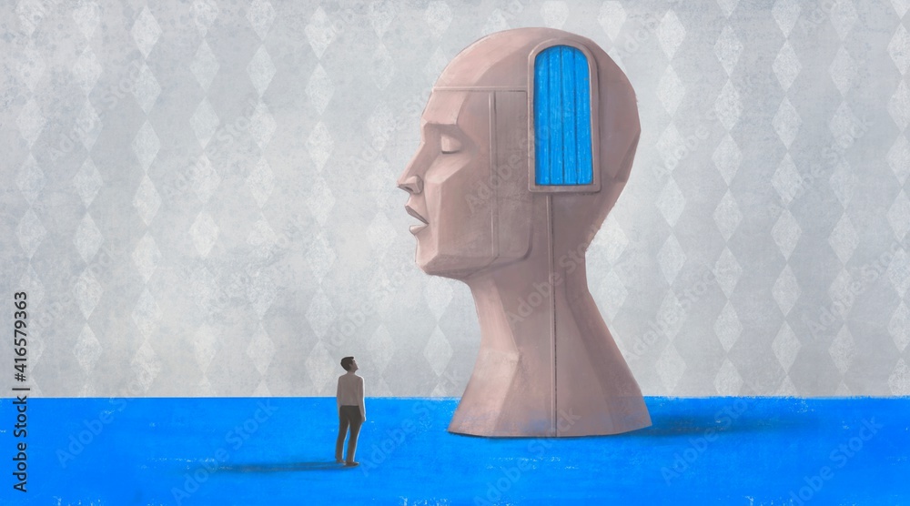 Conceptual art ,Brain psychology freedom think ambition and dream ...