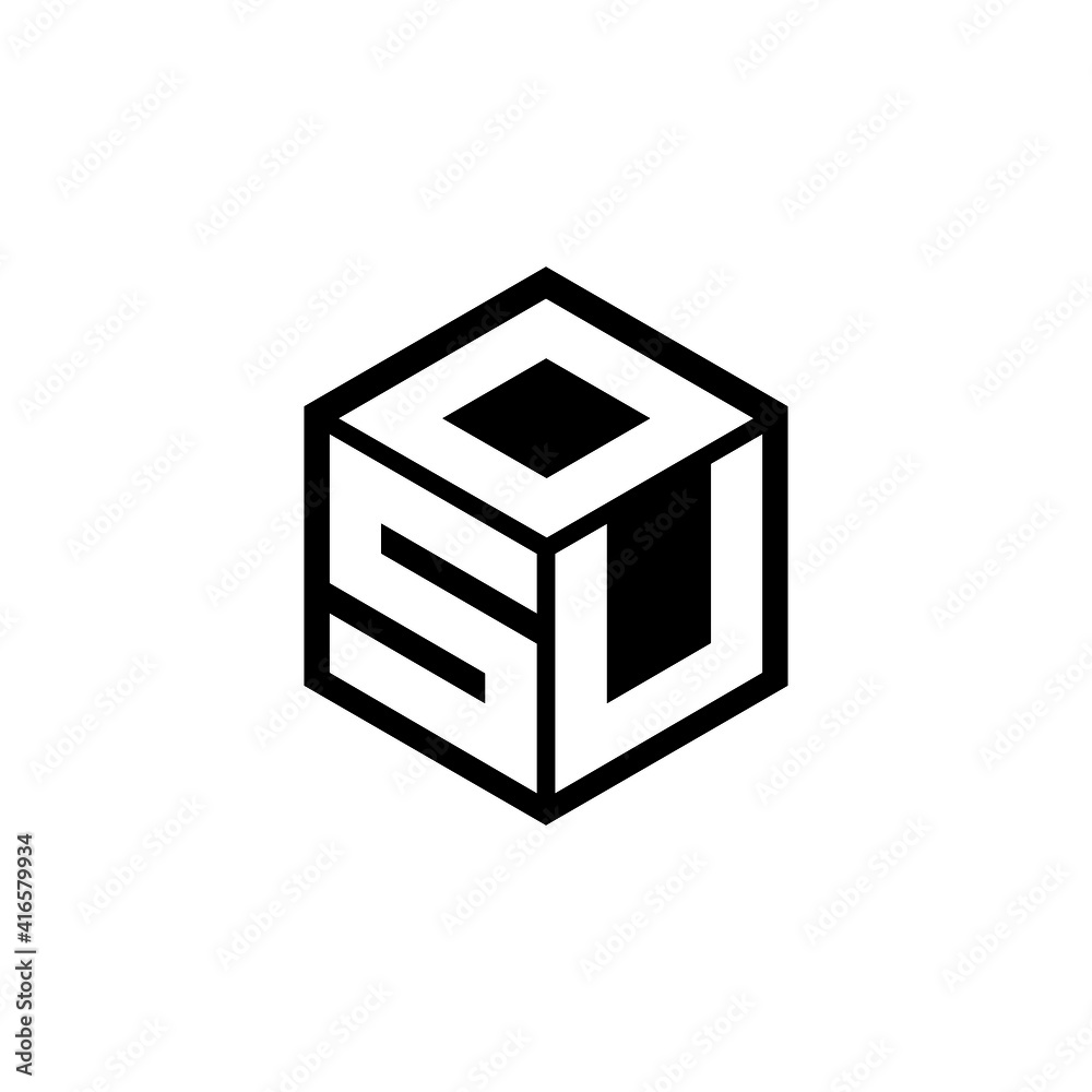 SUD letter logo design with white background in illustrator, cube logo ...