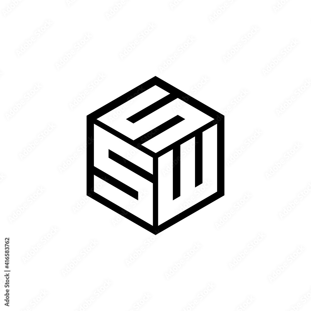 SWS letter logo design with white background in illustrator, cube logo ...