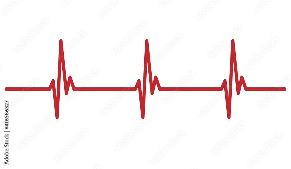 Red Cardiogram Heartbeat Line Isolated On White Vector Illustration