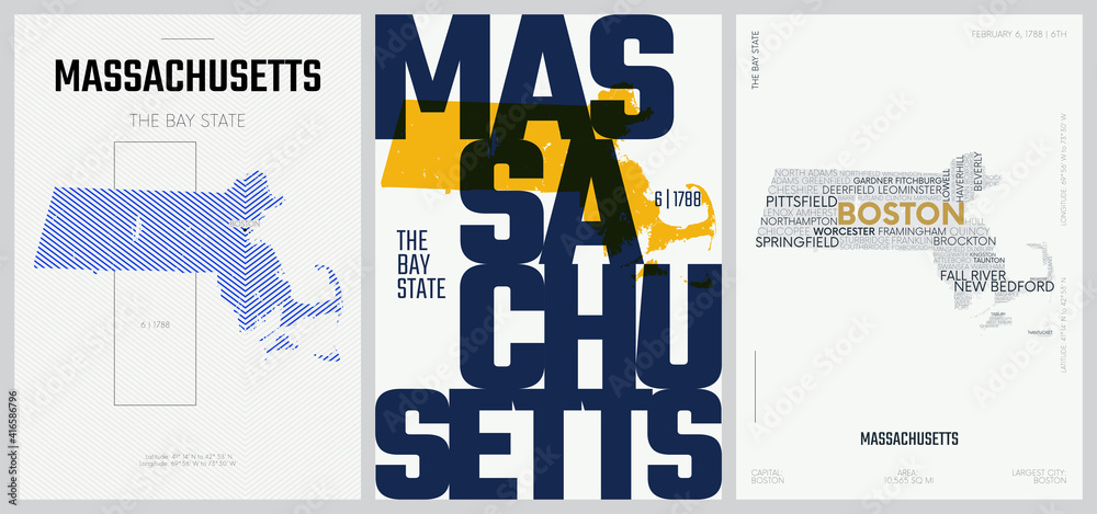 6 of 50 sets, US State Posters with name and Information in 3 Design ...