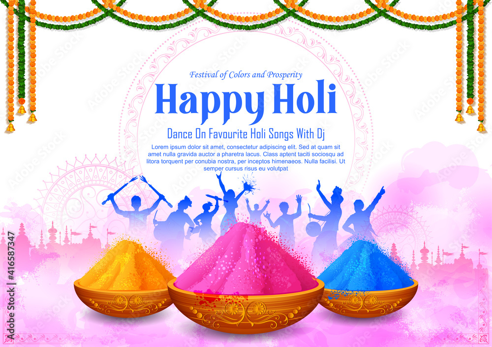 illustration of abstract colorful Happy Holi background card design for ...