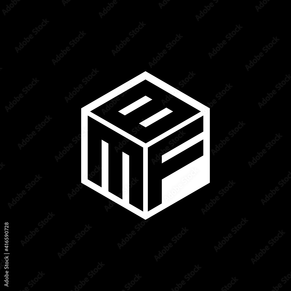 MFB letter logo design with black background in illustrator, cube logo ...