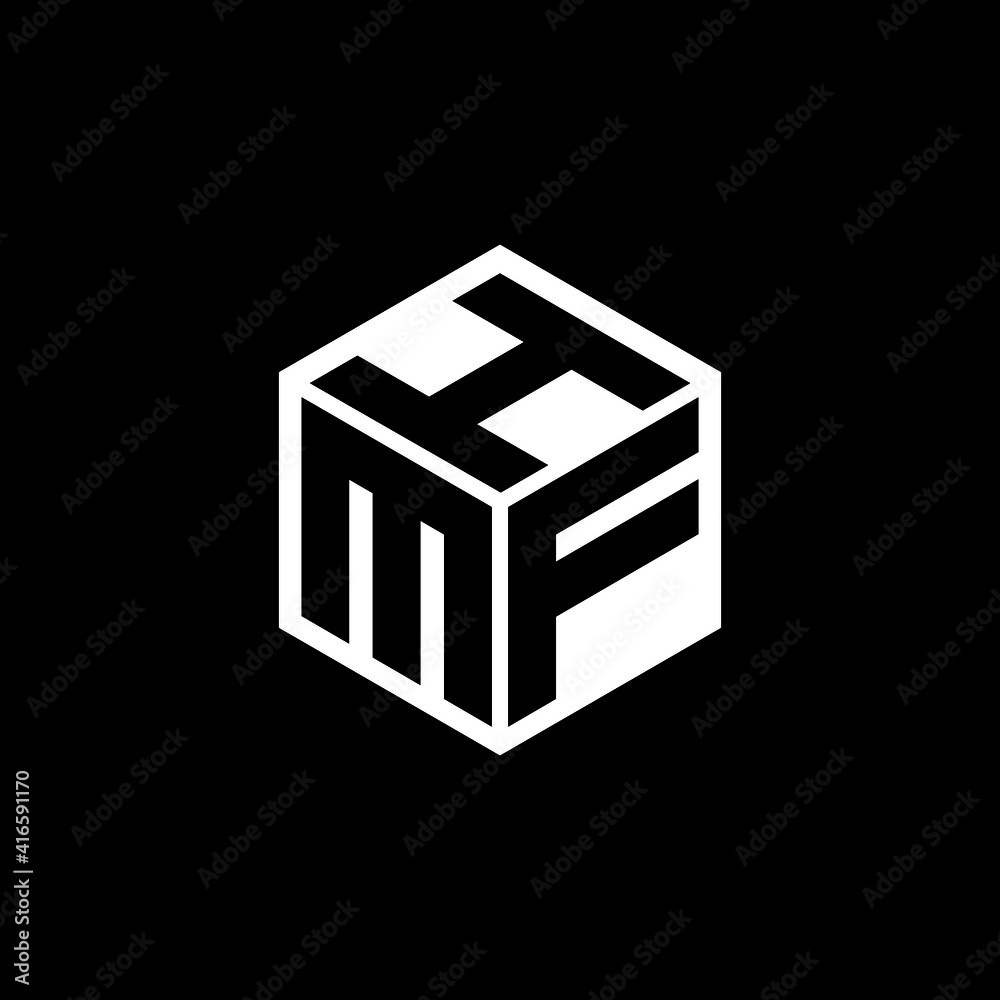 MFH letter logo design with black background in illustrator, cube logo ...