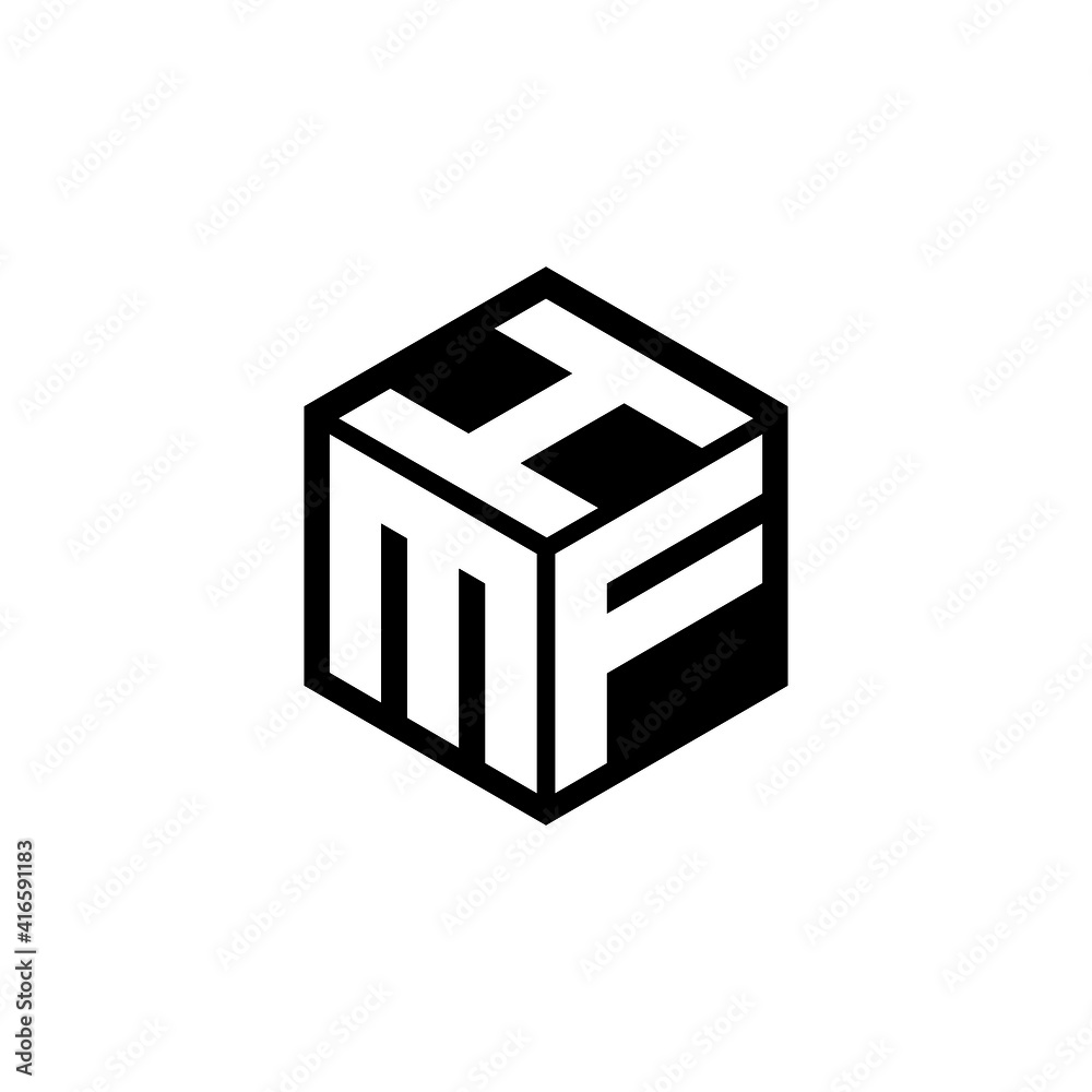 MFH letter logo design with white background in illustrator, cube logo ...