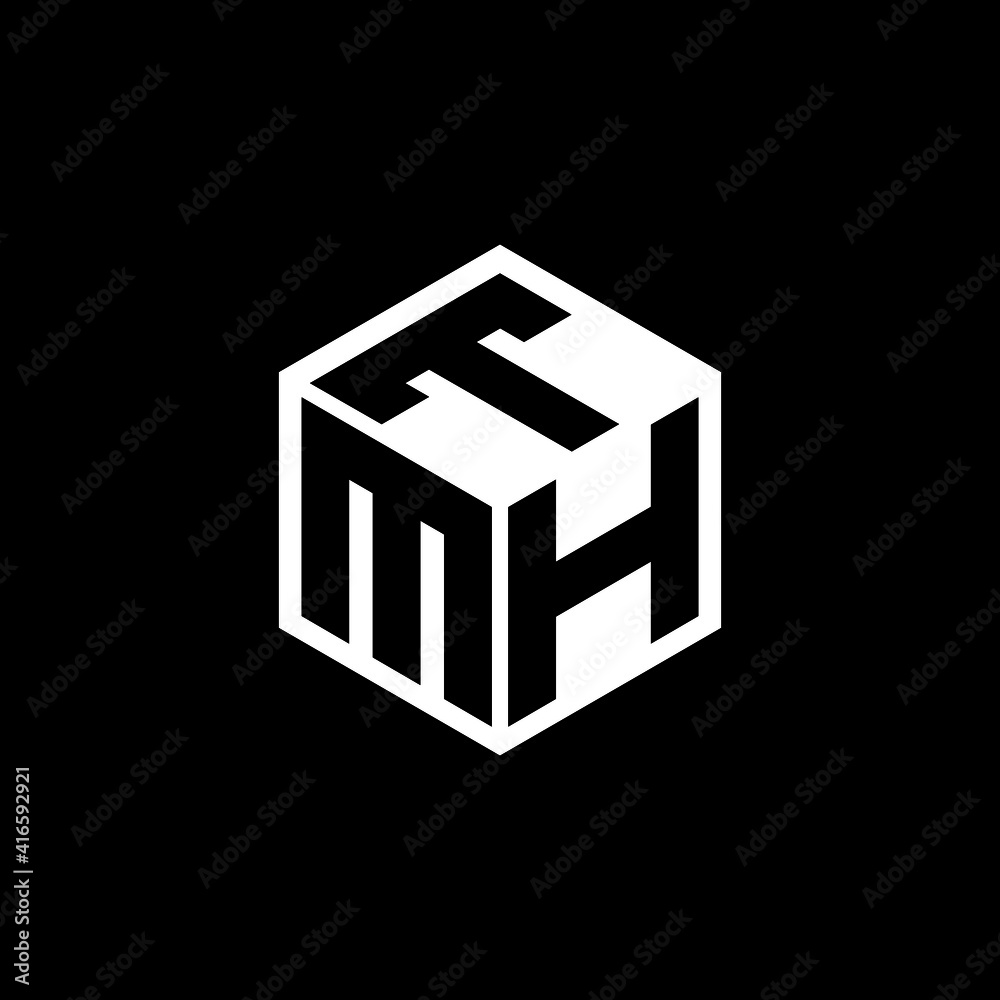 MHT letter logo design with black background in illustrator, cube logo ...