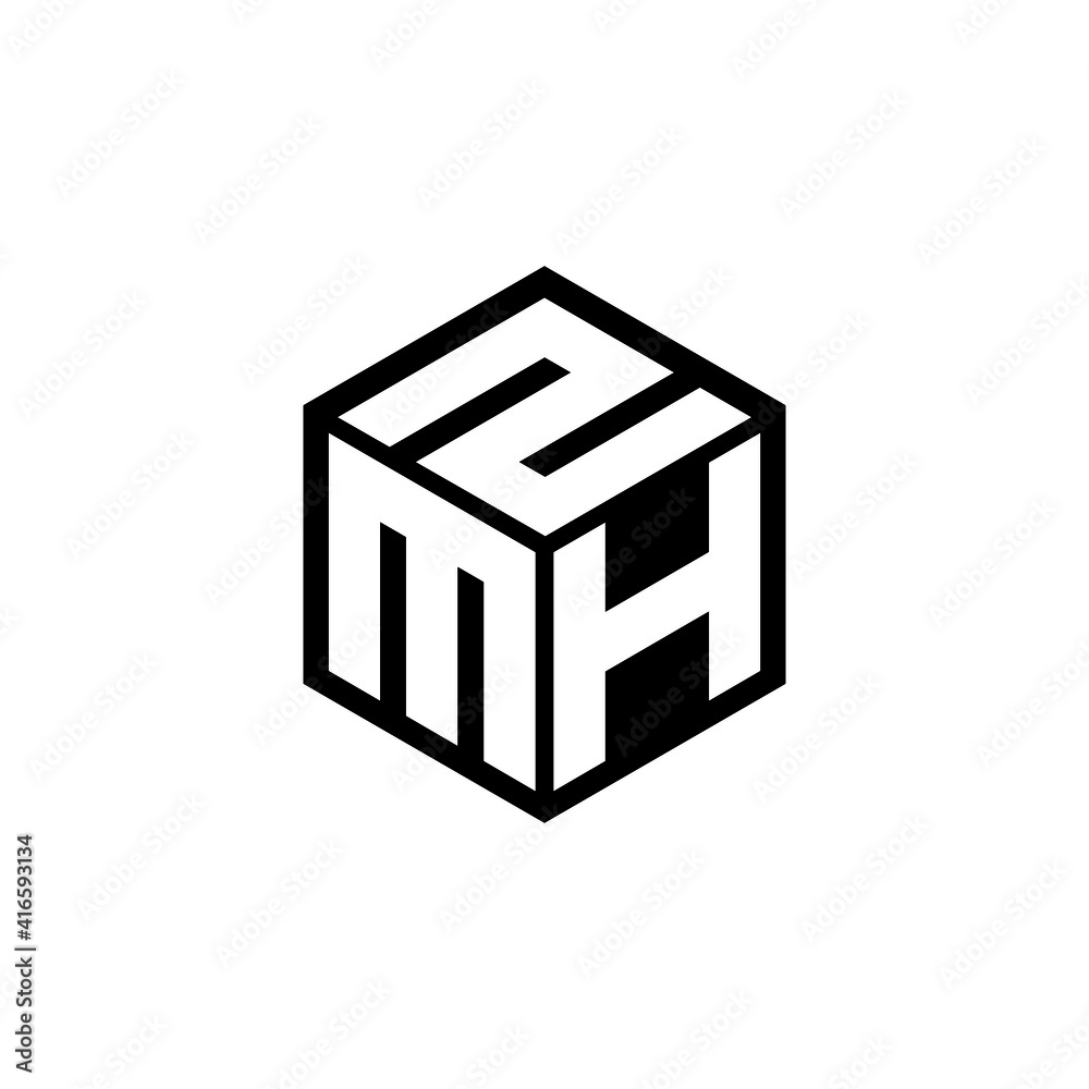 MHZ letter logo design with white background in illustrator, cube logo ...