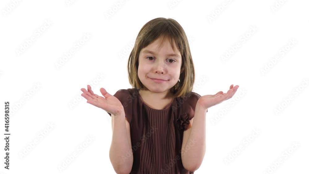 Shoulder shrug gesture. Shoulder shrug, we see that girl does not know ...