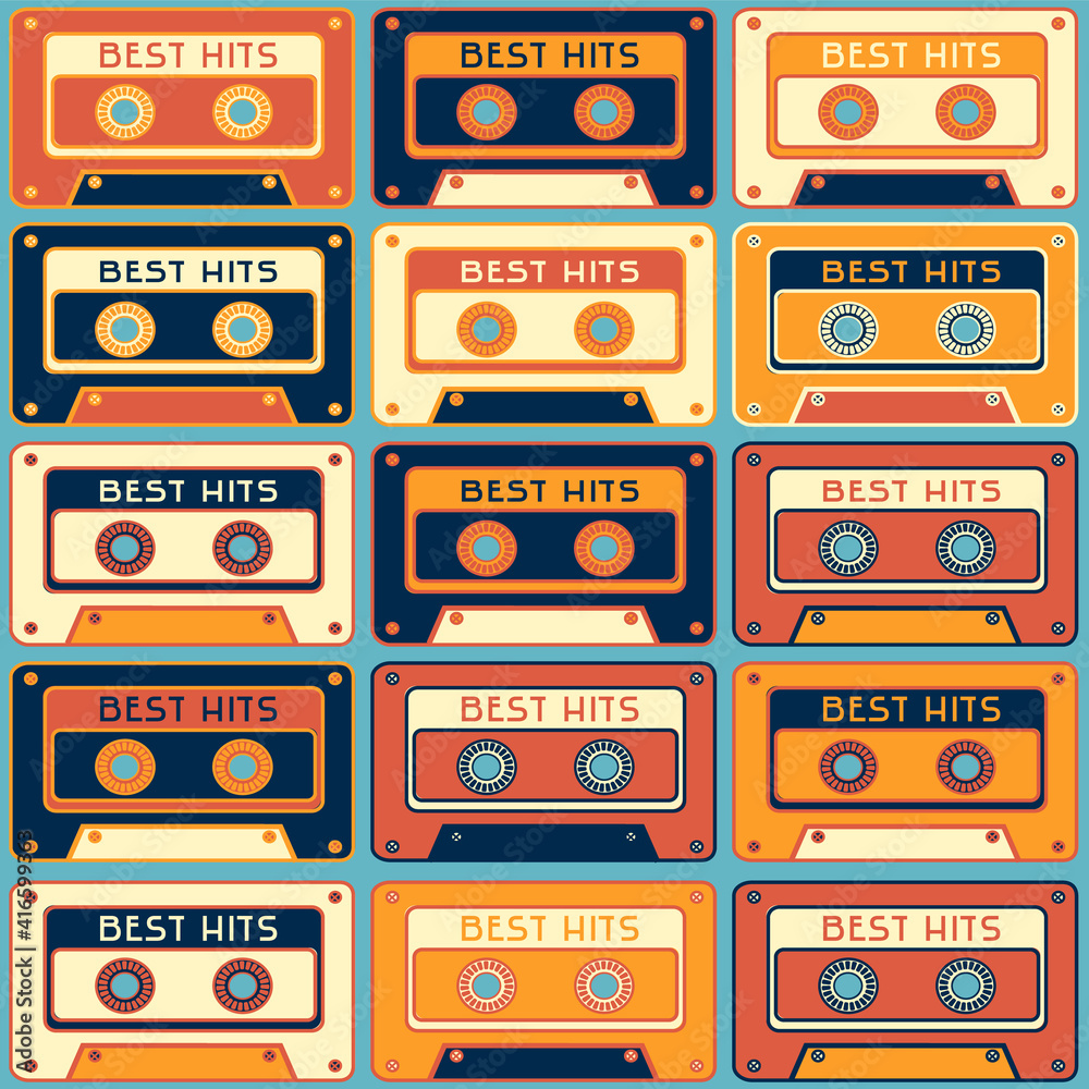 Retro disco concept. Seamless pattern for wallpaper, web or printable ...