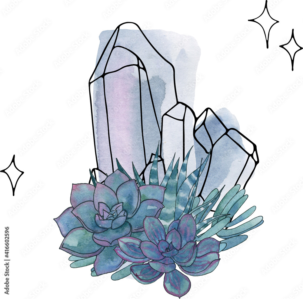 watercolor celestial succulent clipart printable art unicorn ...