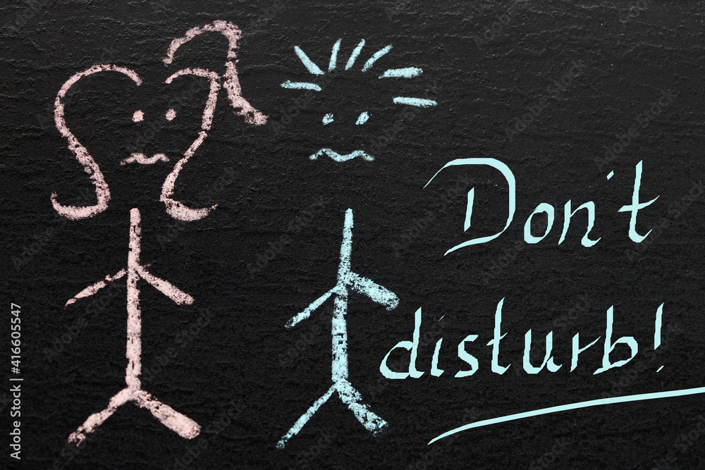 Poster chalkboard with two drawn sad children and the words "Don't ...