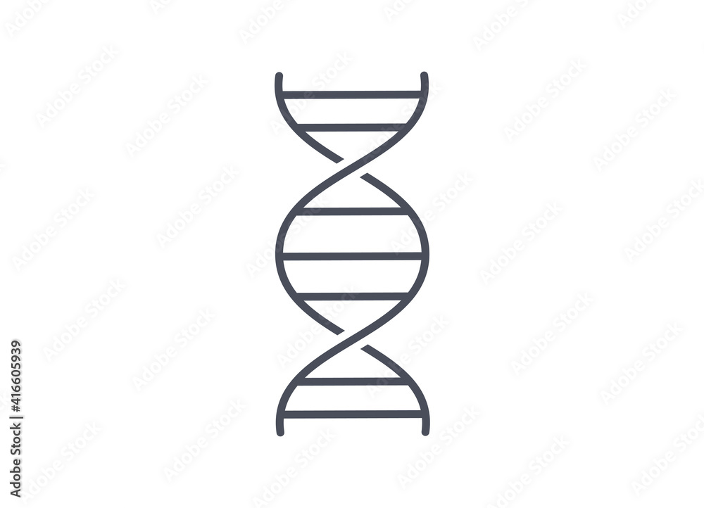 Simple Line Drawing Chemistry Icon Of Dna Spiral Molecule On White