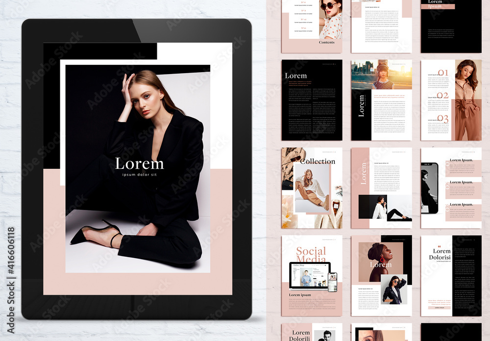 Fashion Style Photobook Digital Brochure Layout Stock Template | Adobe ...