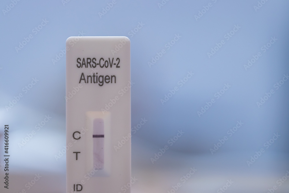 Express corona test at home: Close up of a negative covid antigen test ...